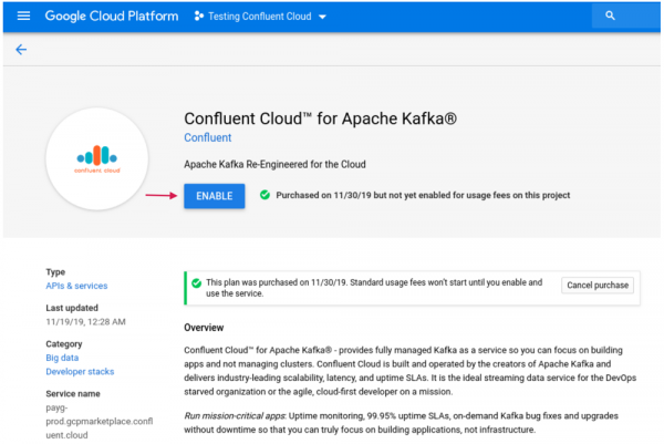 Apache Kafka as a Service with Confluent Cloud on GCP Marketplace